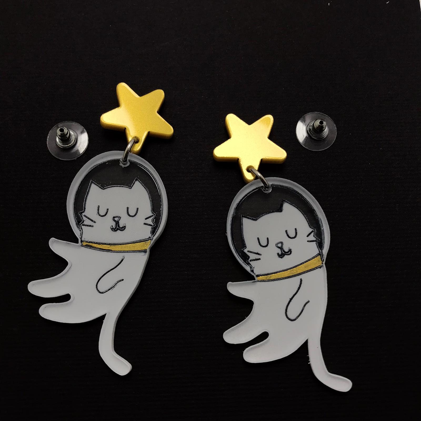 Astronaut Cats Earrings - Etsy