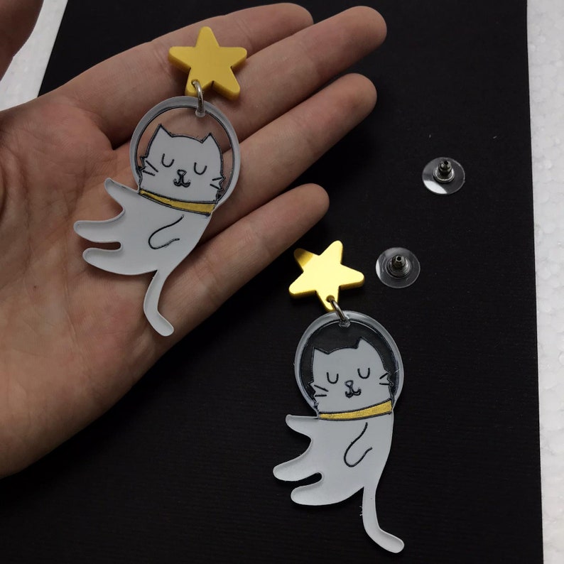 Astronaut Cats Earrings - Etsy