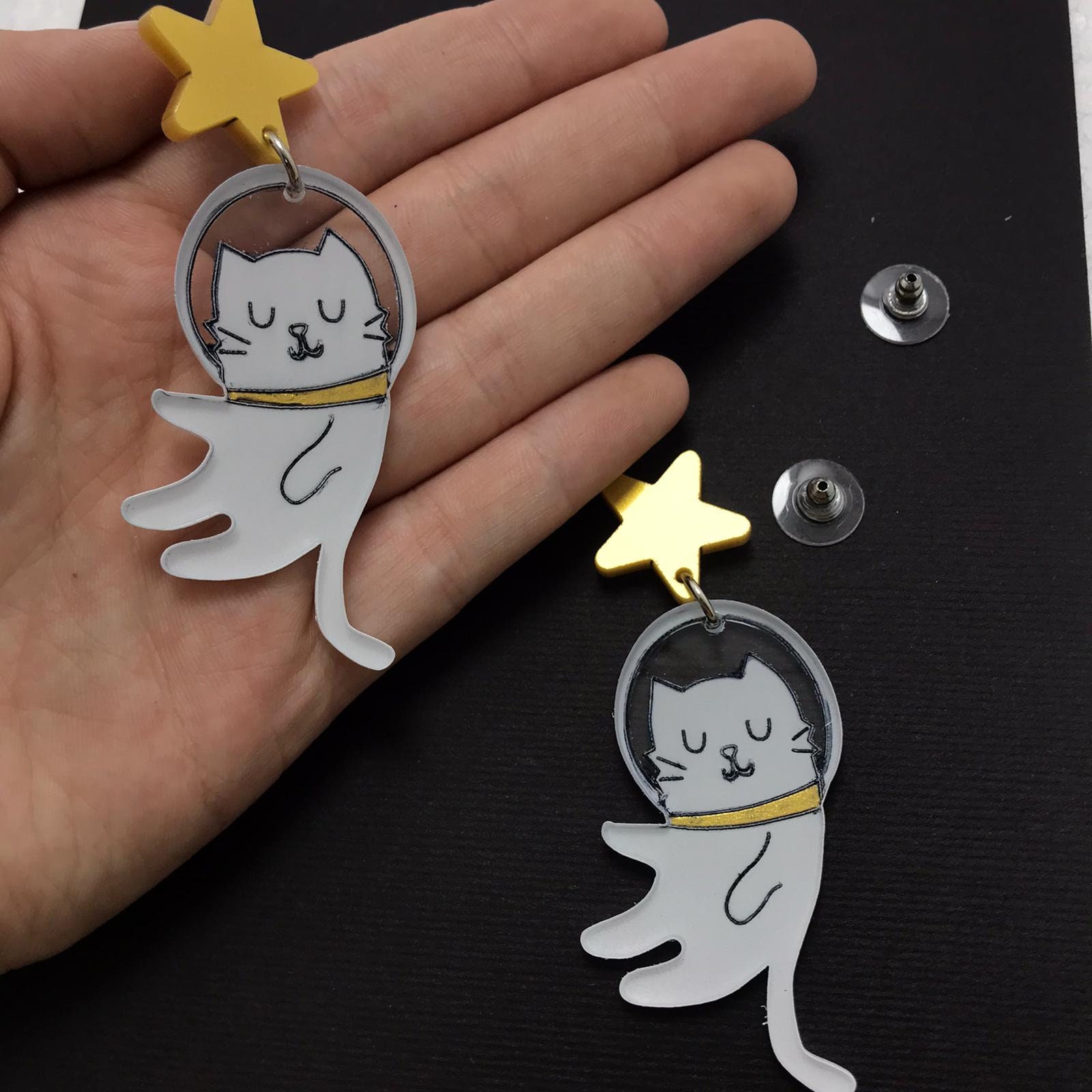 Astronaut Cats Earrings - Etsy