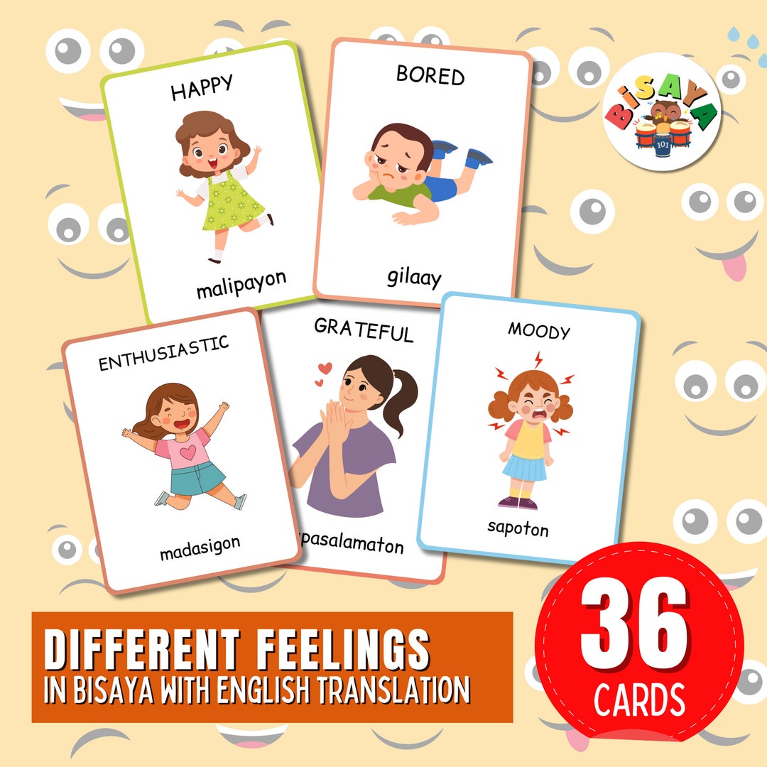 Bisaya Feelings Flashcards | Cebuano Vocabulary Cards for Kids (PDF) - Etsy