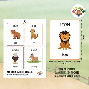 Bisaya Animals Flashcards for Kids | Cebuano Pet, Farm & Jungle Animals ...