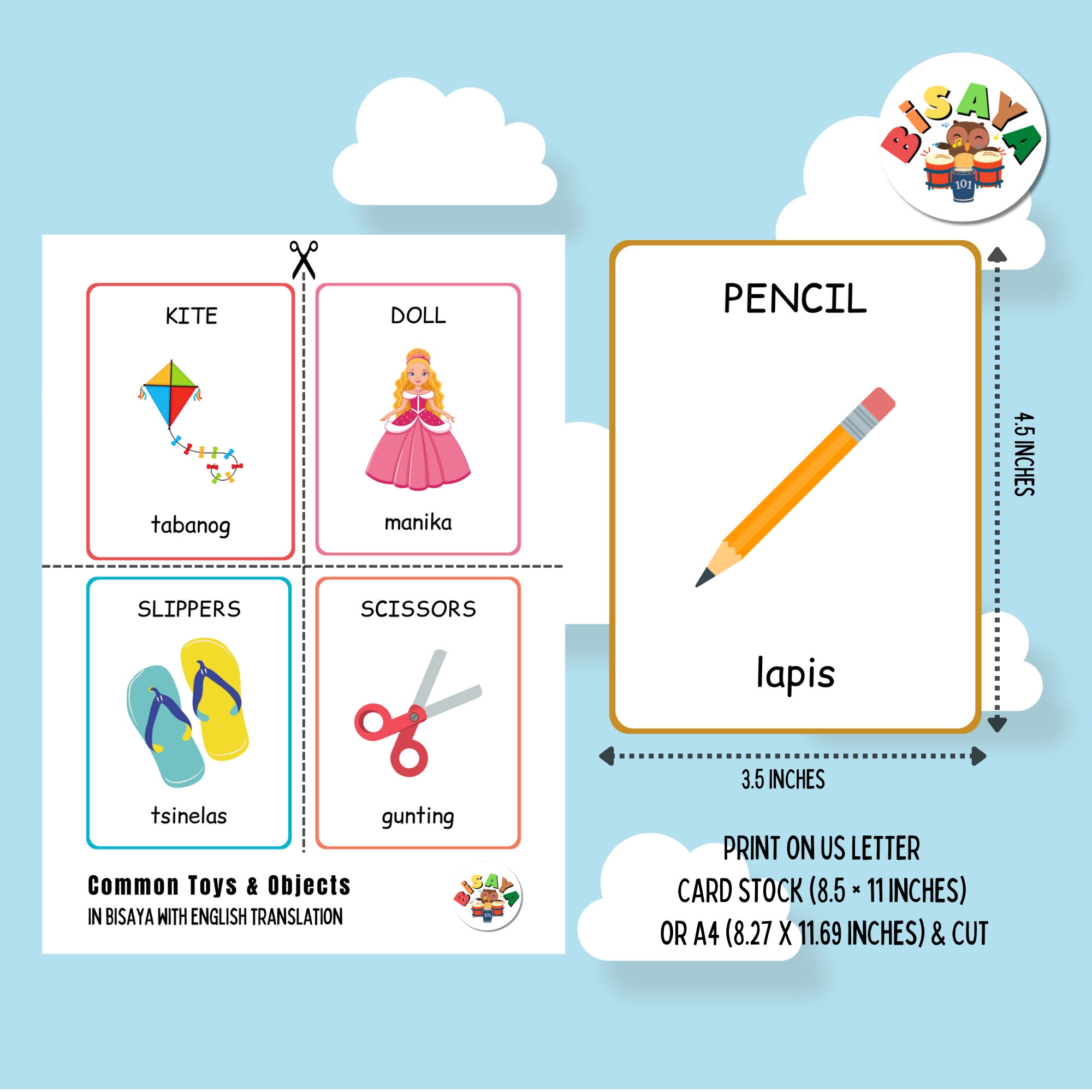 Toys and Common Objects in Bisaya Flashcards | Cebuano Printable ...