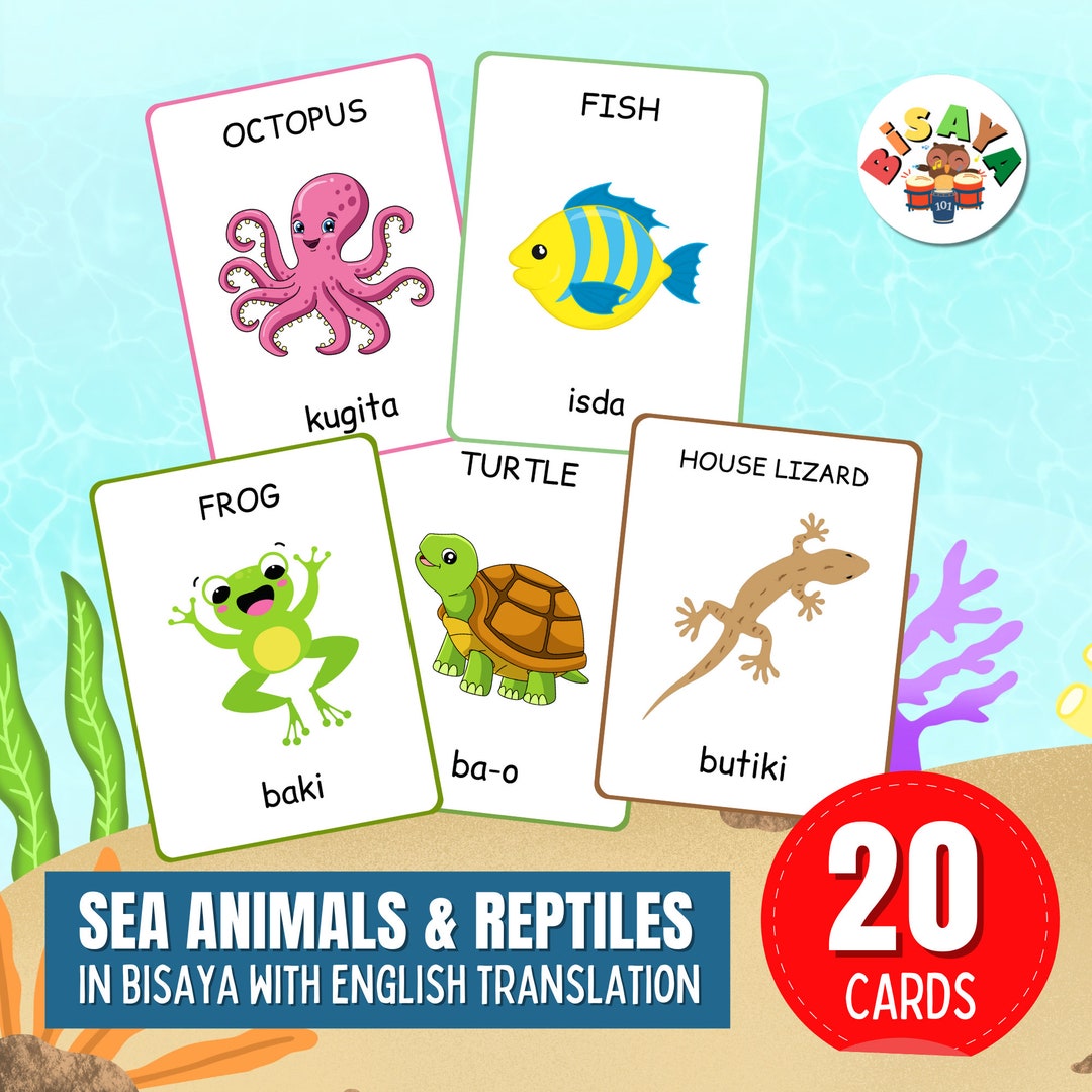 Sea Animals and Reptiles in Bisaya Flashcards | Cebuano Printable ...