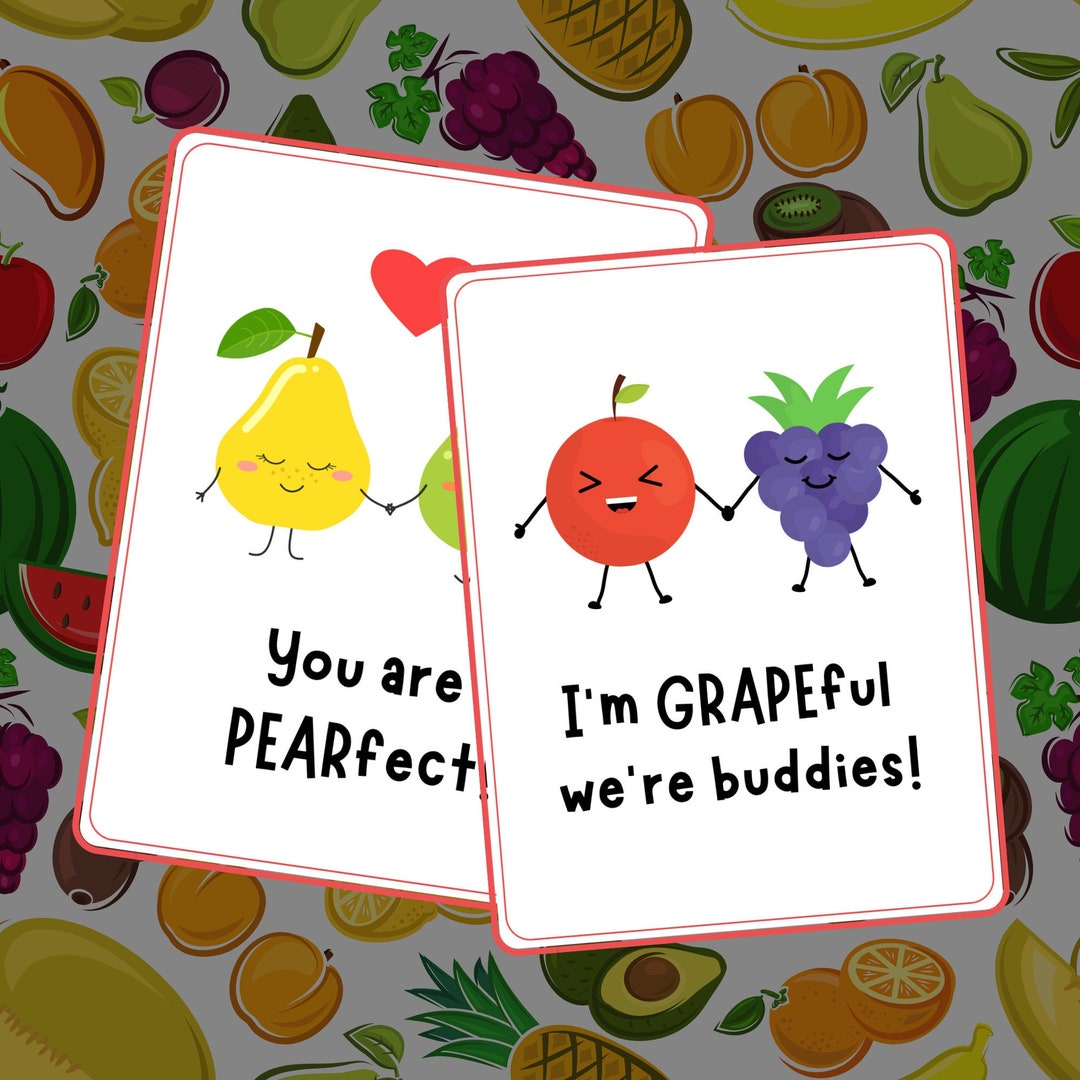 Cute Downloadable Kids Friendly Fruit Pun Cards - Etsy