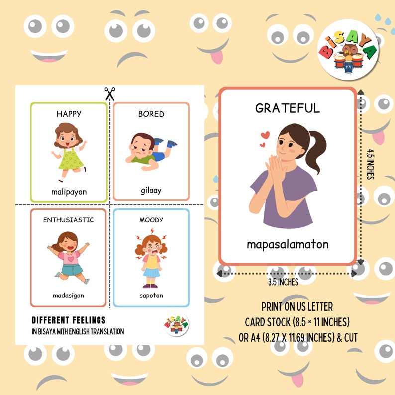 Feelings in Bisaya Flashcards - Etsy