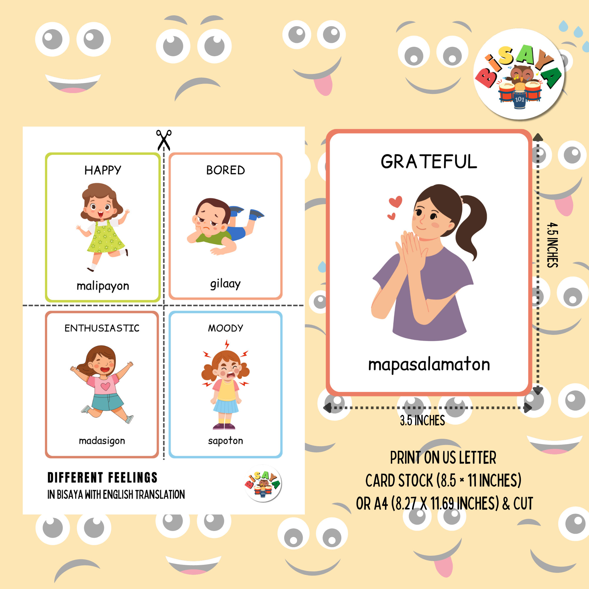 Feelings in Bisaya Flashcards - Etsy