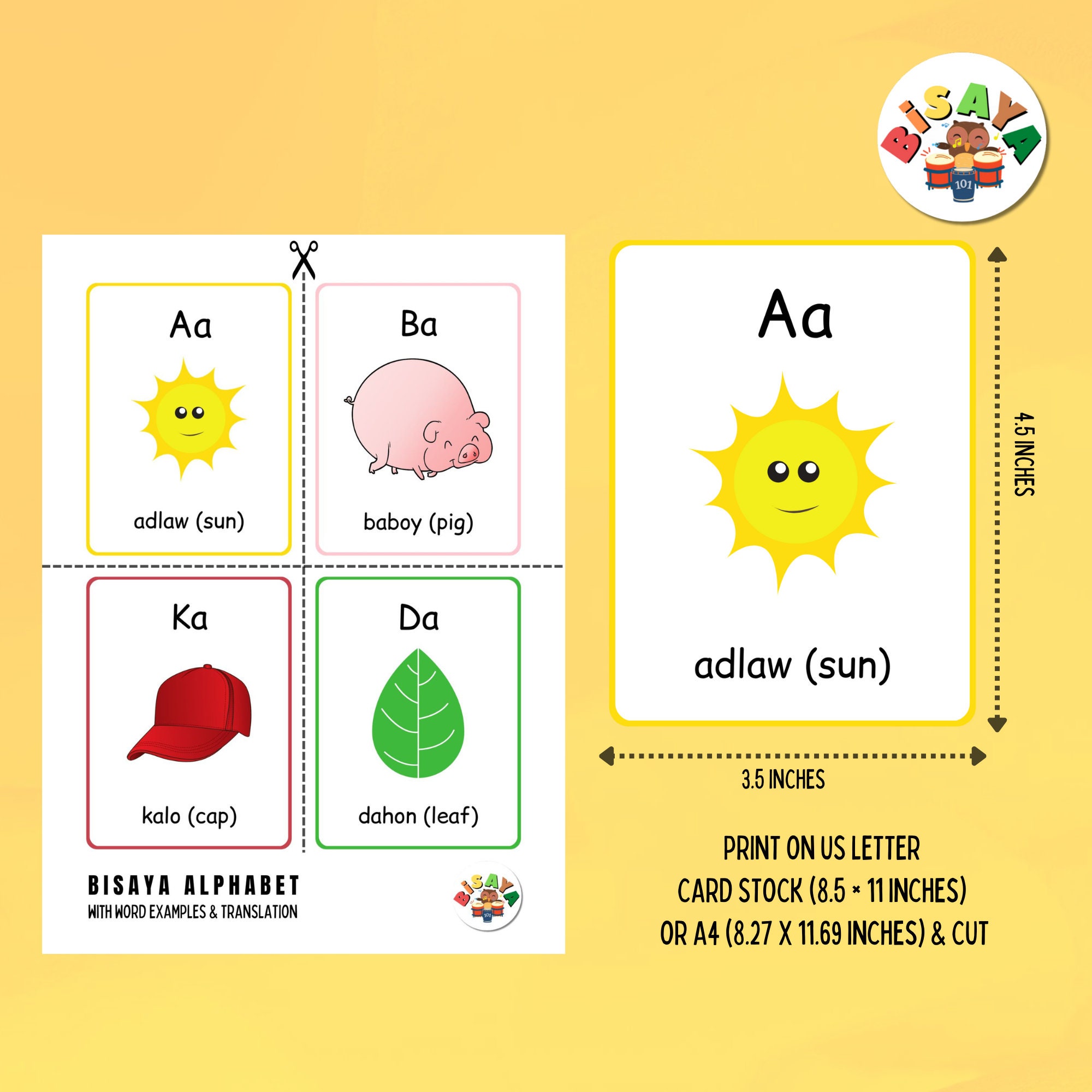 Bisaya Alphabet Flashcards for Kids | Cebuano Printable ABC Cards ...