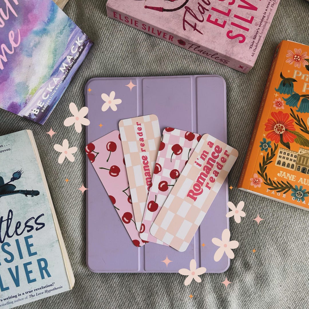 Romance Reader Bookmark Checkered Cherries Bookmarks Girly Reading ...