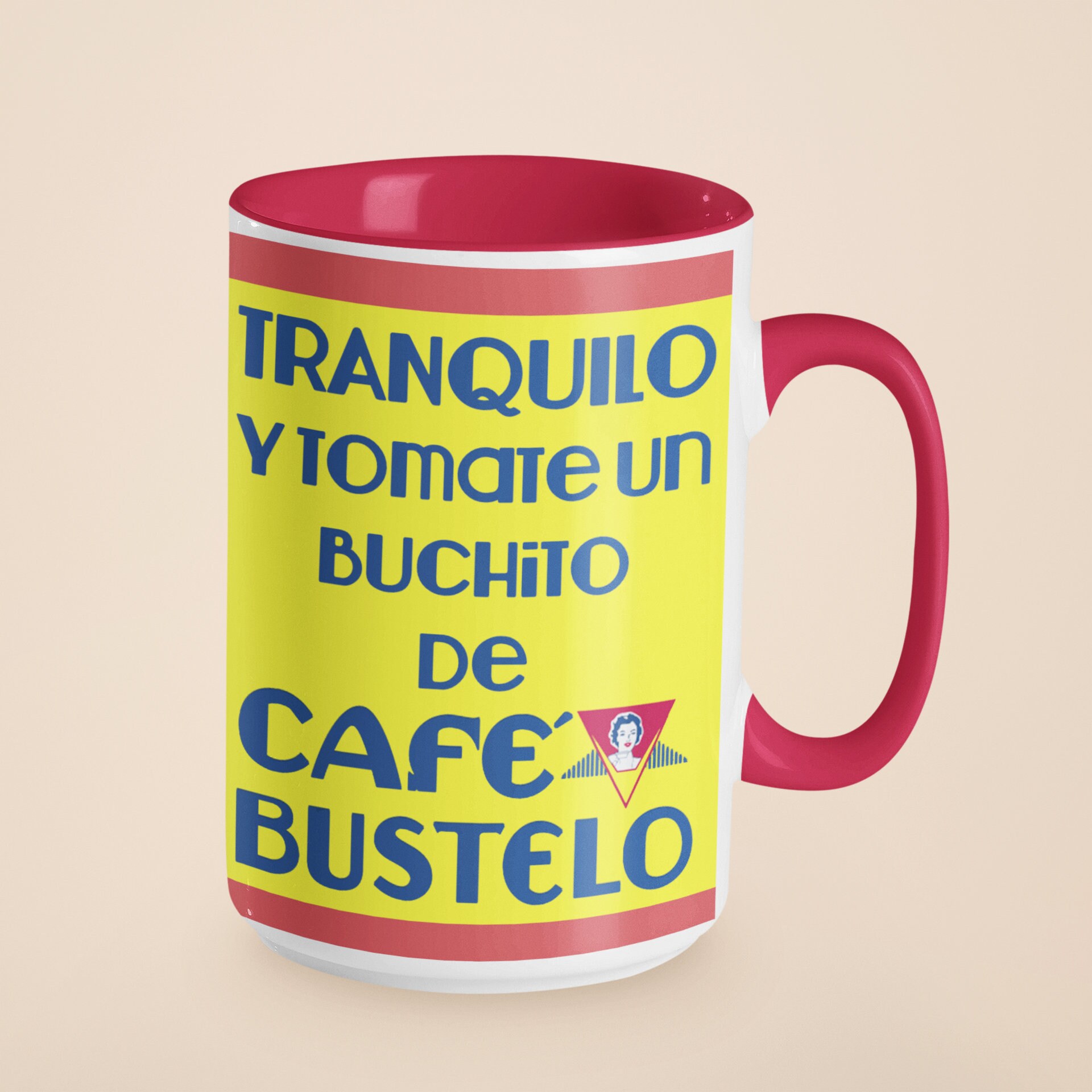 Bustelo Mug With Red Interior & Handle. Cafesito Mug. Un Buchito. - Etsy
