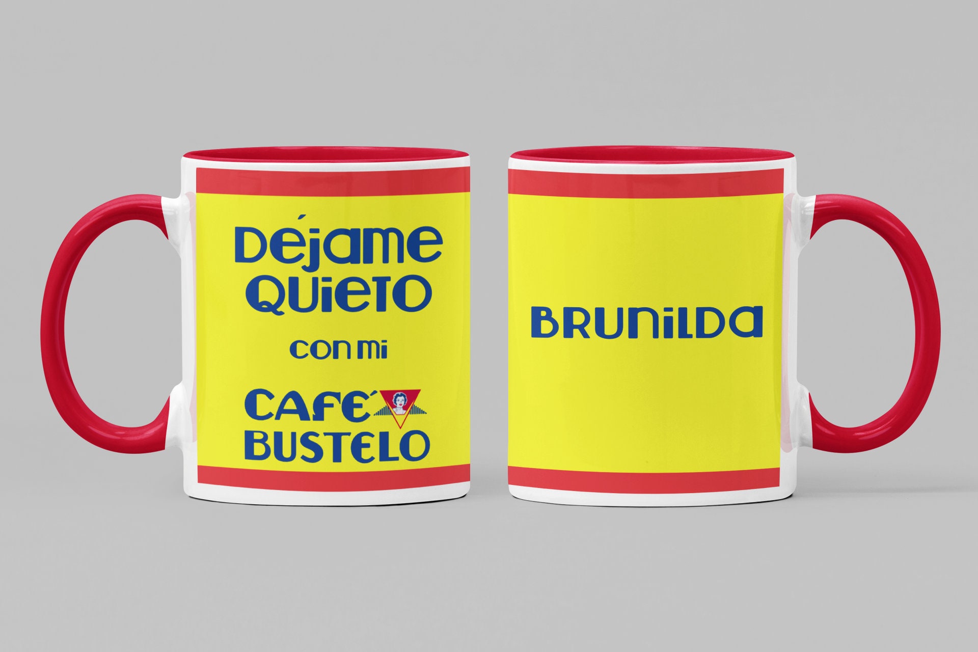 Customizable Bustelo Mug With Red Interior & Handle. Cafesito Mug ...