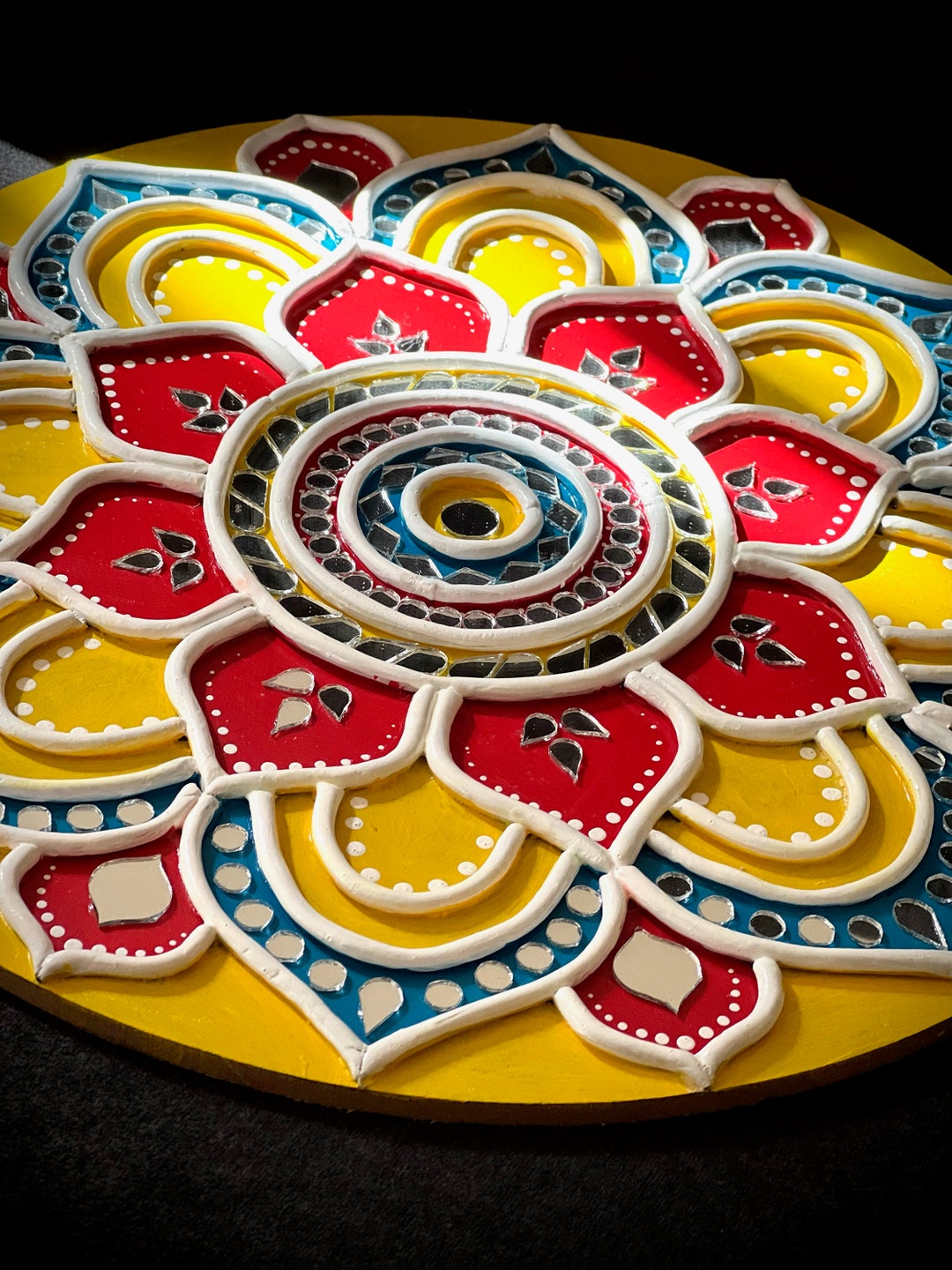 Authentic Indian Lippan Art - Vibrant Mandala Wall Decor - Etsy