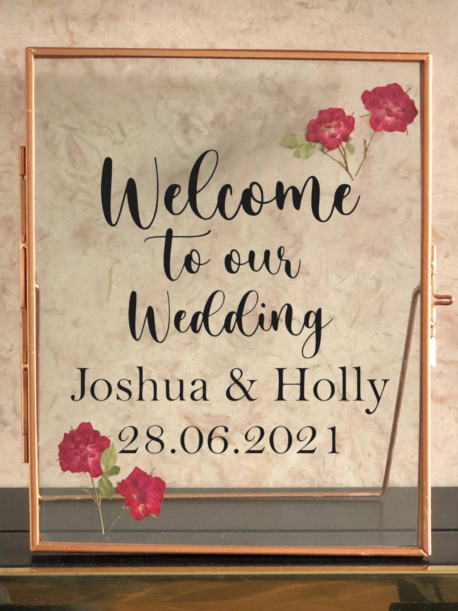 Personalised Wedding Sign Frame 'welcome to Our Wedding' Display Glass ...