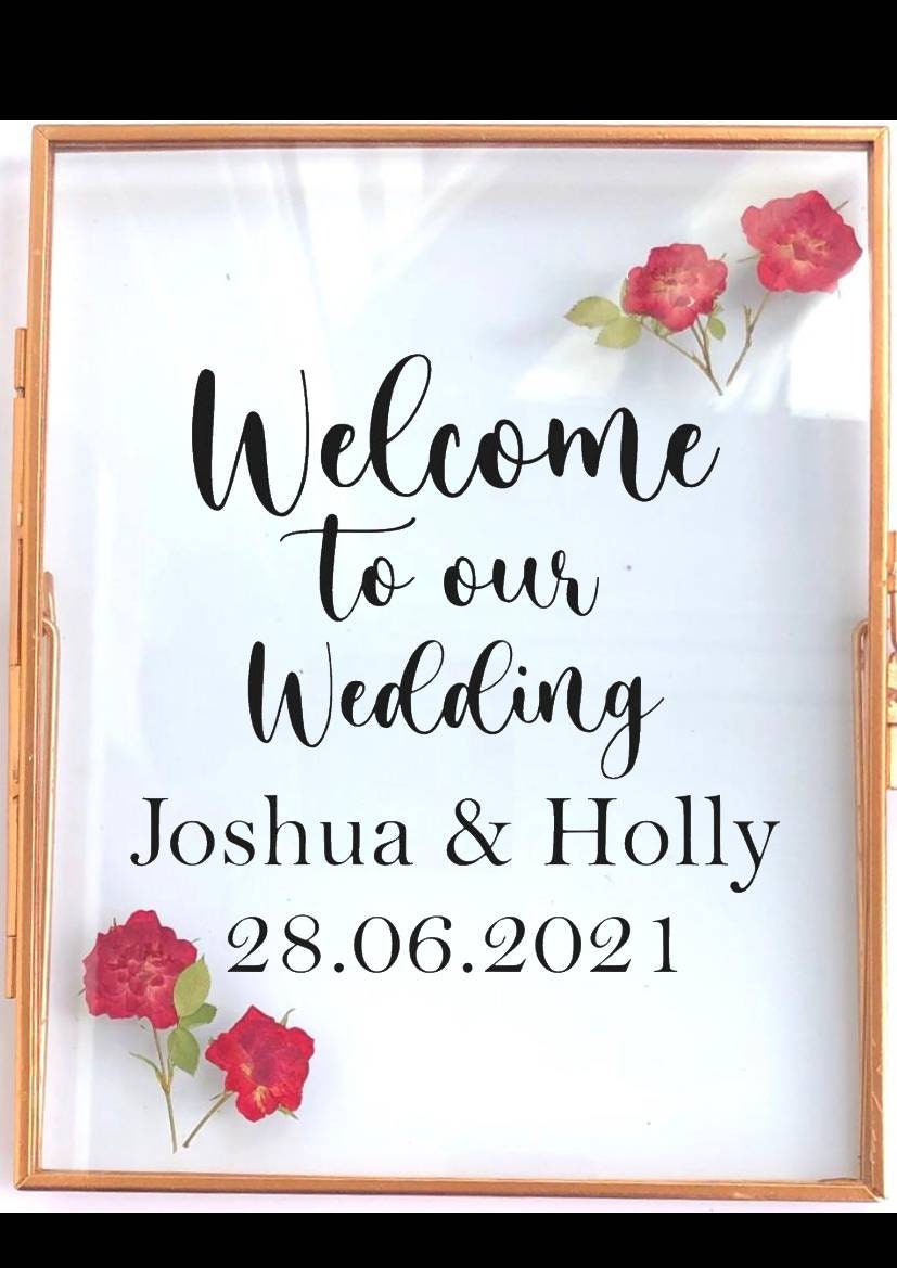 Personalised Wedding Sign Frame 'welcome to Our Wedding' Display Glass ...