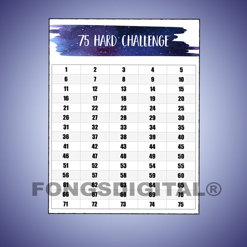 Galaxy 75 Hard Challenge Planner 75 Hard Progress Tracking | Etsy