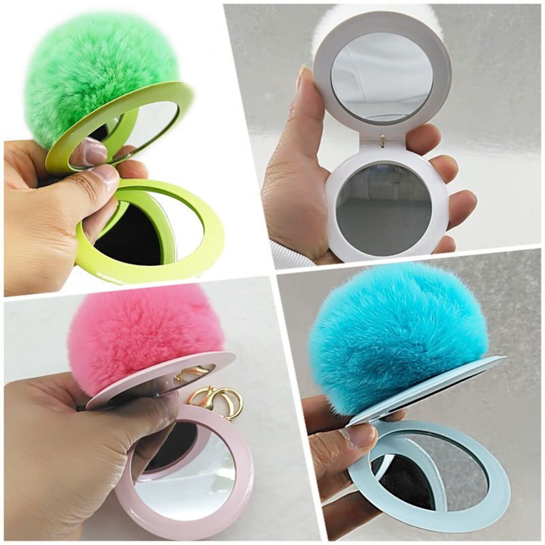 Cute Mirror Fluff Keychain, Silver Clasp or Gold - Etsy UK