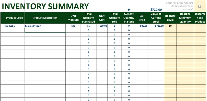 Retail Inventory Management Excel Template - Etsy
