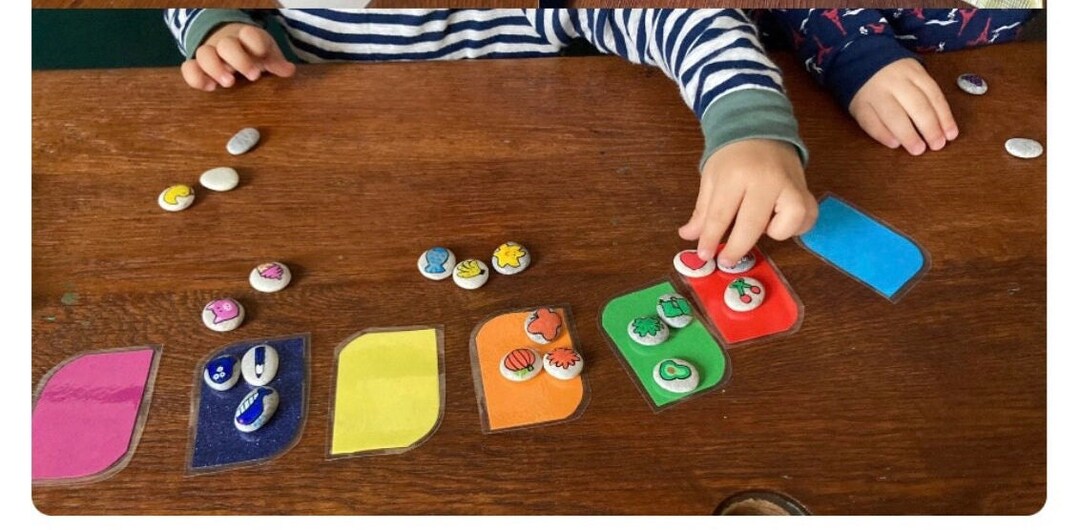 Activity Pack Keep Children Busy Color Sorting Hand-painted Pebbles ...