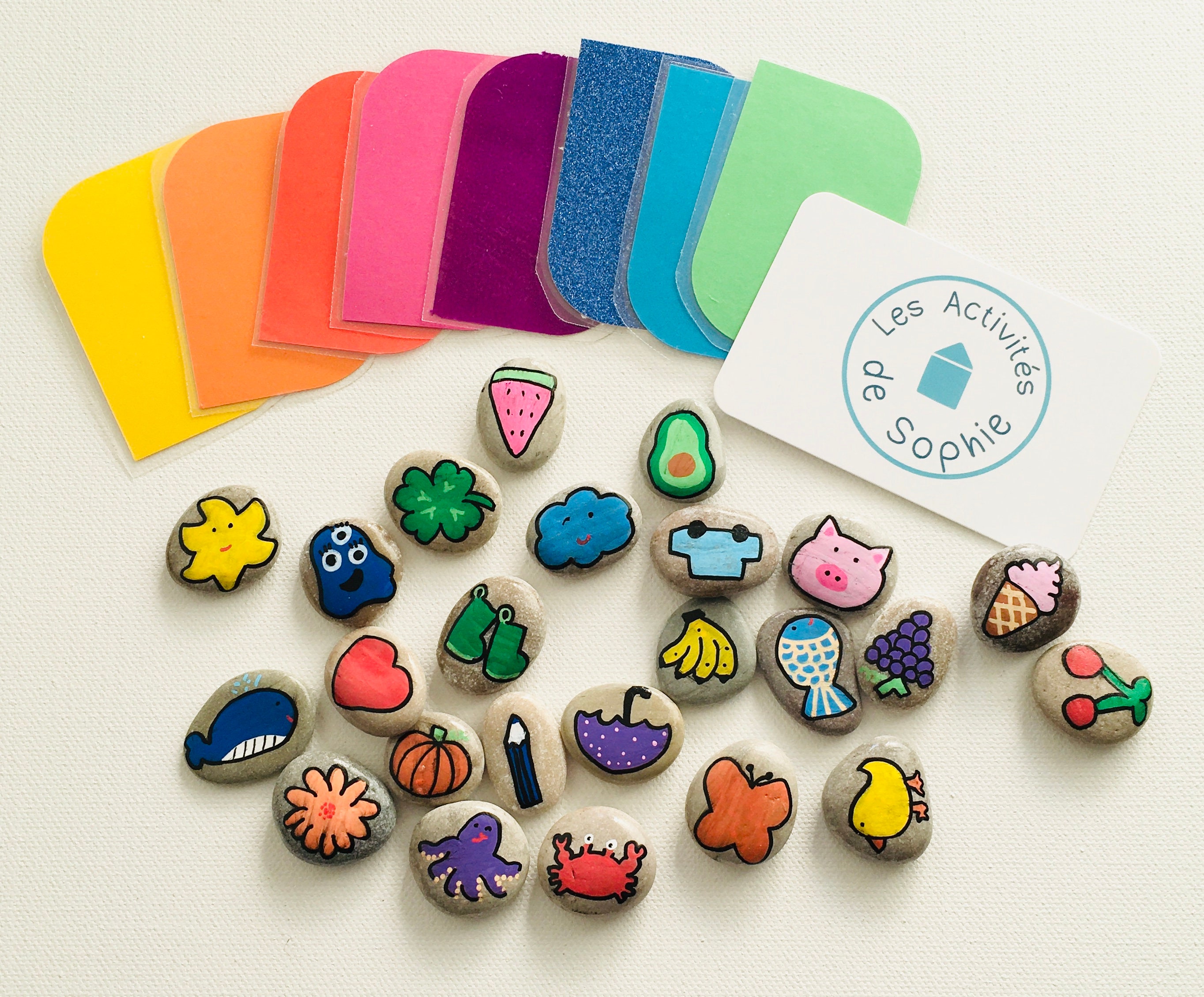 Activity Pack Keep Children Busy Color Sorting Hand-painted Pebbles ...