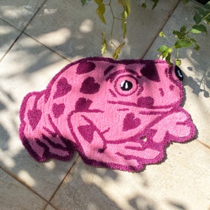 Frog Tufted Rug, Handmade Tufted Rug, Handmade Nursery Frog Rug, Home ...