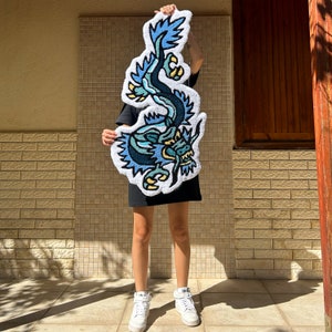 Dragon Tufted Rug, Decorative Tuft Rug, Handmade Tuft Rug, Housewarming ...