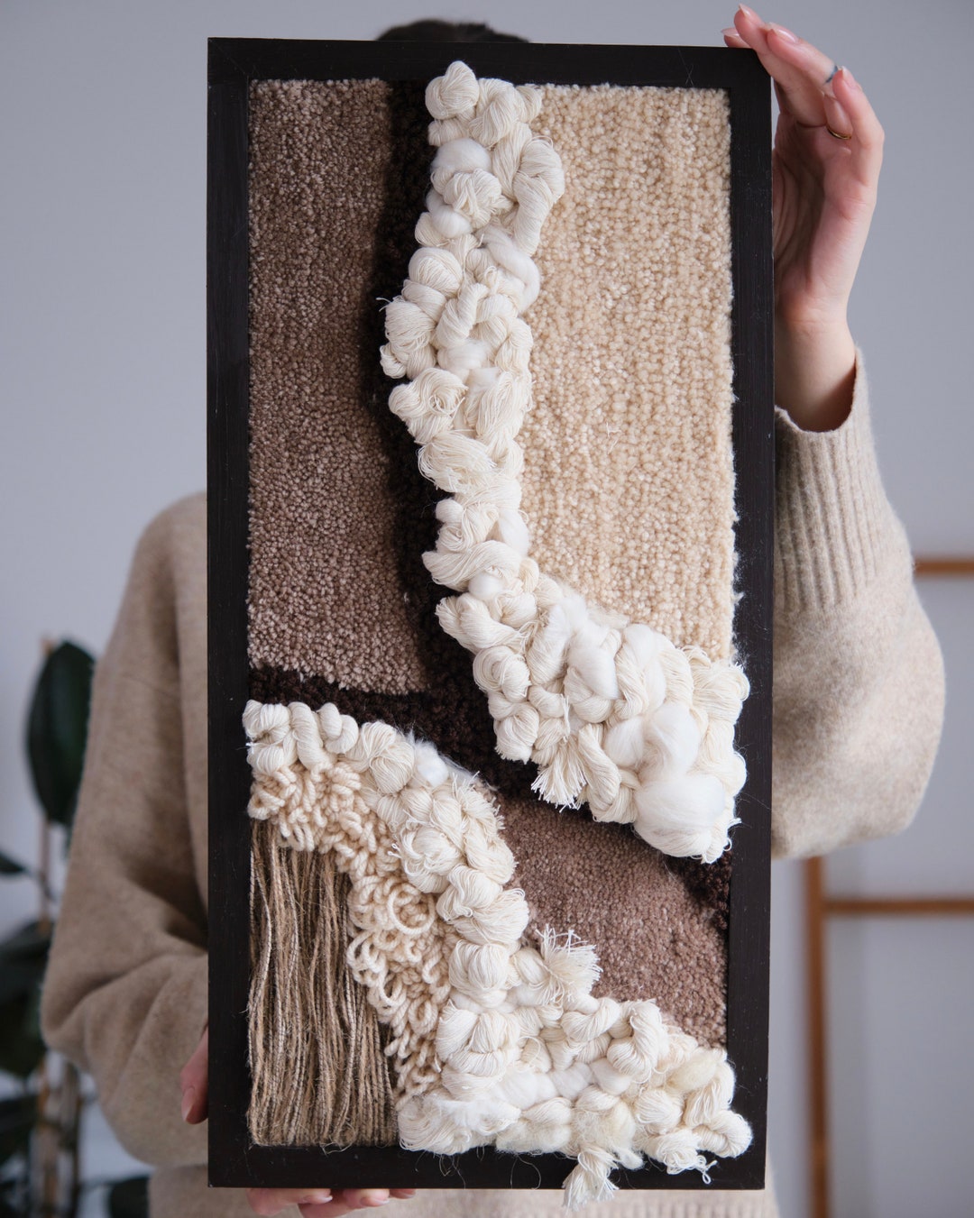 Framed Fiber Wall Art, Textile Wall Decor, Weaving Wall Hanging, Fiber ...