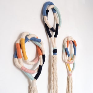 Colorful Macrame Decorative Knots, Modern Wall Hanging Art, Fiber Art ...