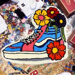 Sneakers Custom Rug Design / 100% Handmade / Tufted Rug /cut Pile ...