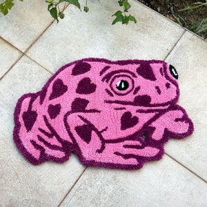 Frog Tufted Rug, Handmade Tufted Rug, Handmade Nursery Frog Rug, Home ...