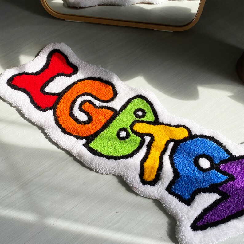 LGBTQ Tufted Rug Rainbow Wall Hanging Tuftedpride Gift - Etsy