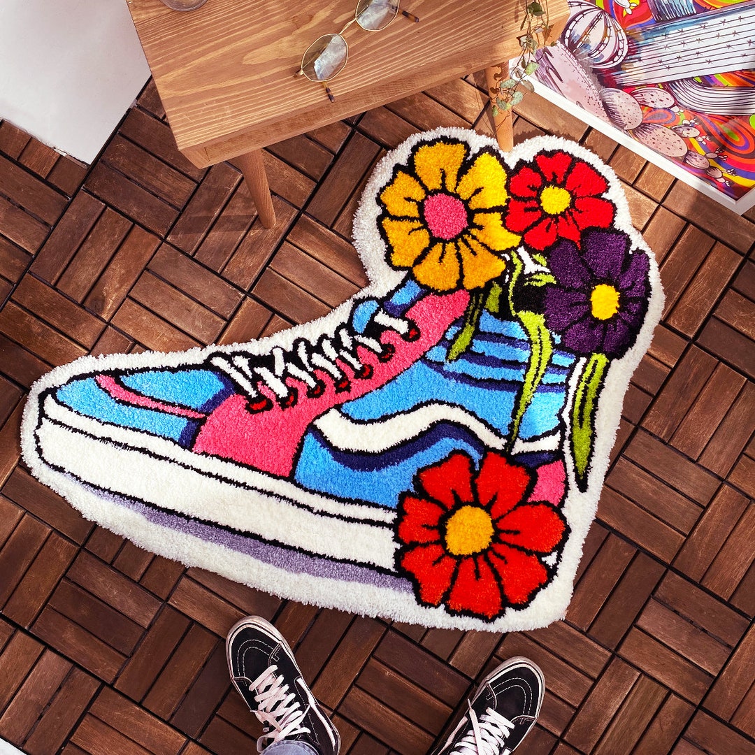 Sneakers Custom Rug Design / 100% Handmade / Tufted Rug /cut Pile ...