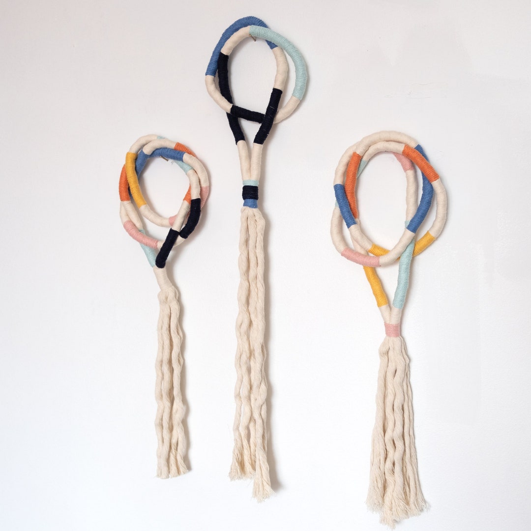 Colorful Macrame Decorative Knots, Modern Wall Hanging Art, Fiber Art ...