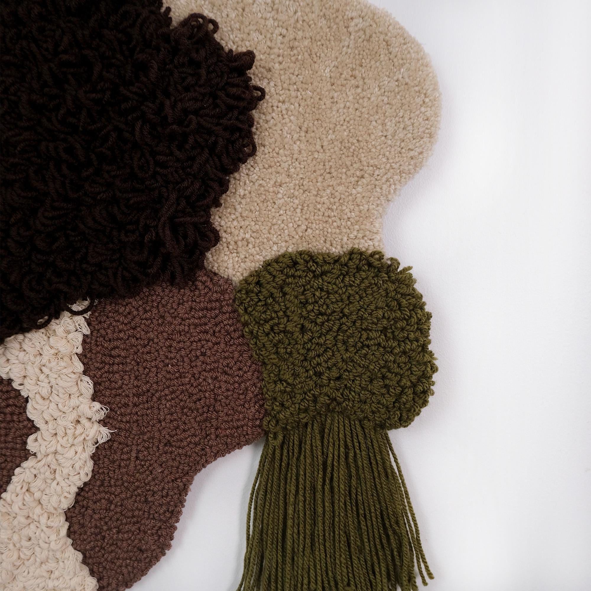 Tactile Earth Tufted Wool Wall Rug, Bohemian Art Decor (70x40cm) - Etsy
