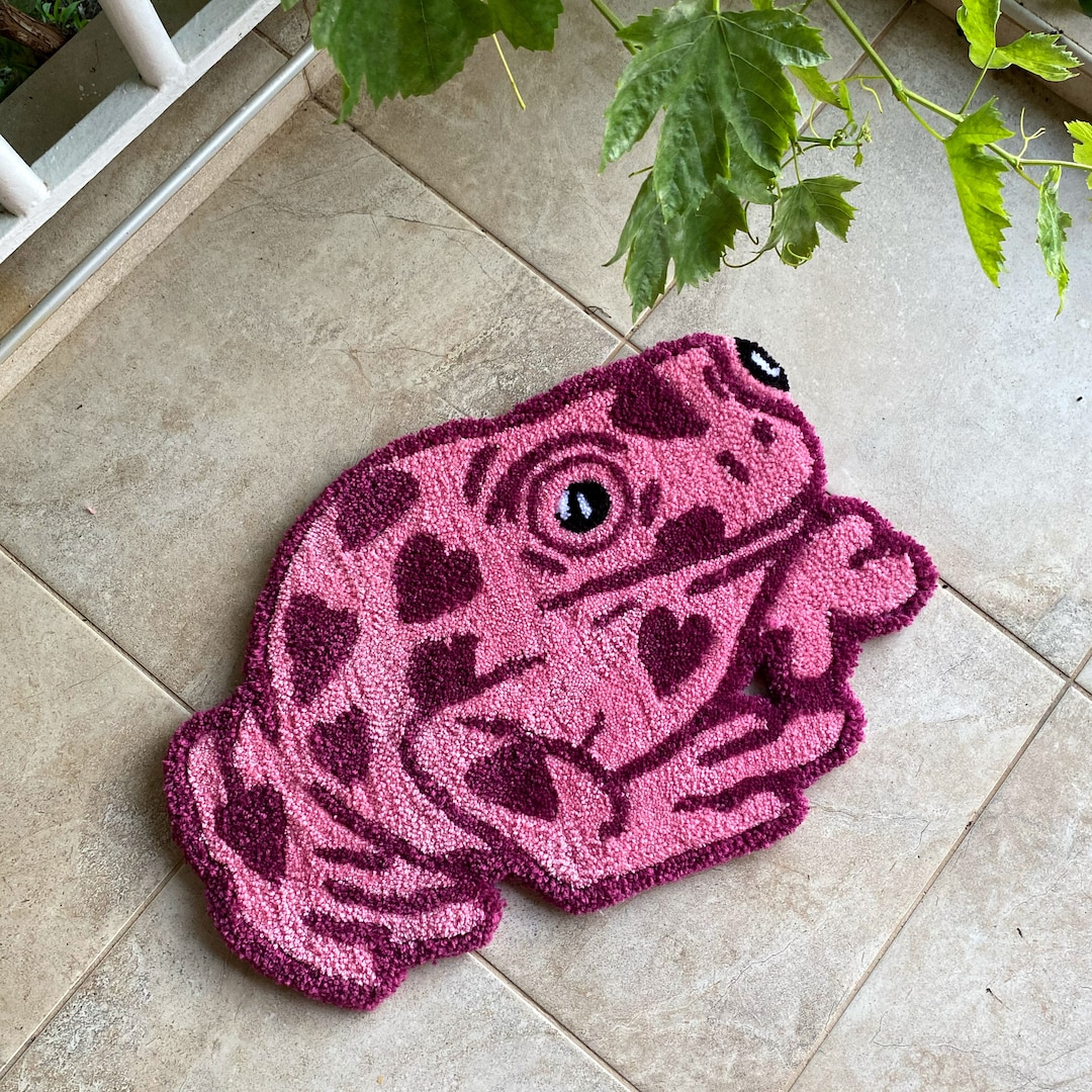 Frog Tufted Rug, Handmade Tufted Rug, Handmade Nursery Frog Rug, Home ...