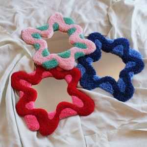 Custom Wavy Rug Mirror / Handmade Tufted Mirror / Custom Tufted Rug ...