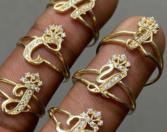 Solid Gold Initial Ring | Etsy