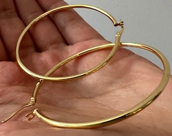 Real Gold Hoop Earrings | Etsy
