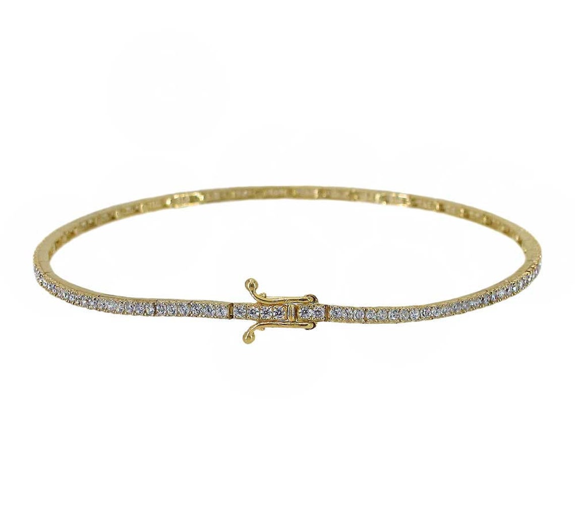 10k Solid Gold Tennis Bracelet Unisex Cz Bracelet Yellow Etsy