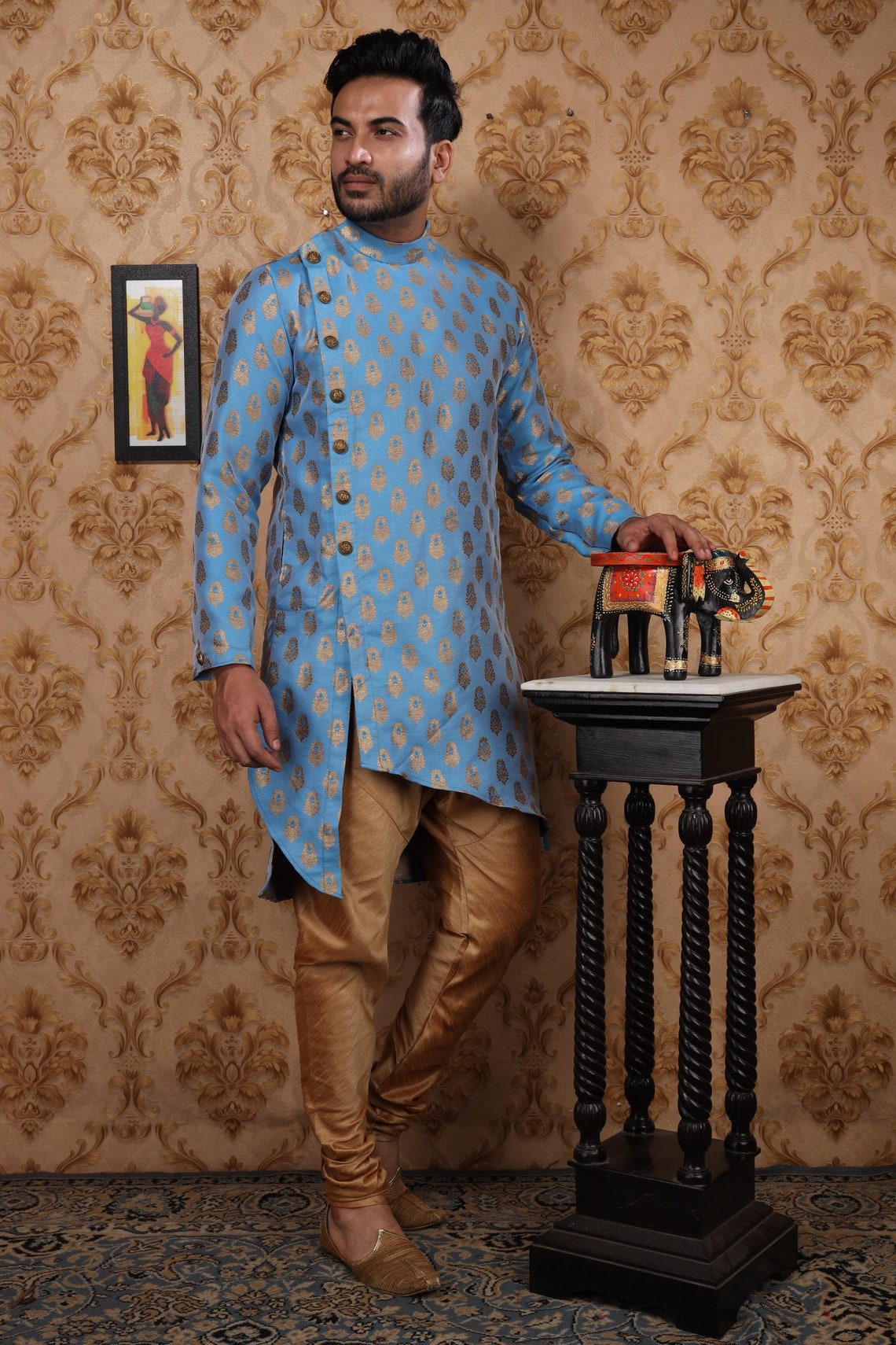 Asymmetrical Kurta Indo Western Sherwani Indian Mens Kurta | Etsy