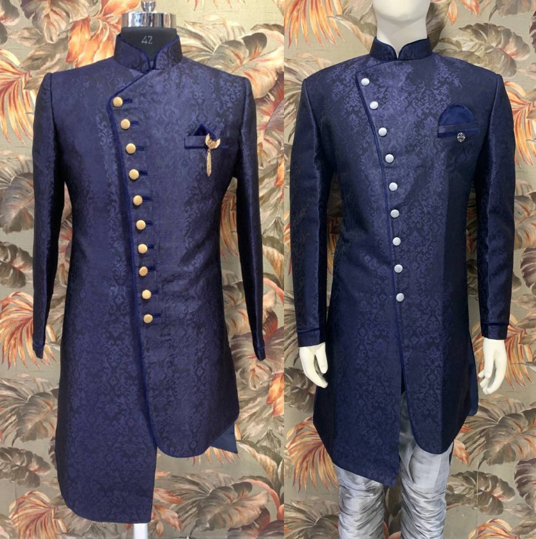 Blue Sherwani Indo Western Sherwani Wedding Sherwani Groom Sherwani for ...