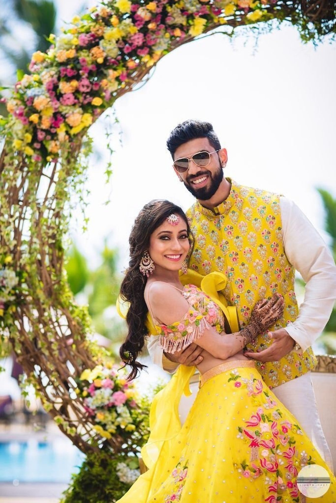 Mehndi Outfit Couple Matching Couple Set Yellow Lehenga Choli - Etsy