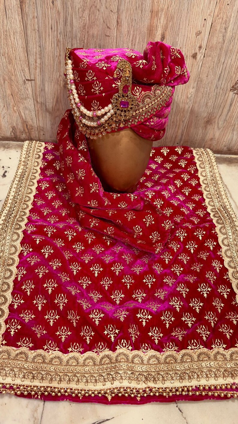 Groom Stole Pagadi and Dupatta Set Safa Pagri Groom Dupatta Wedding ...