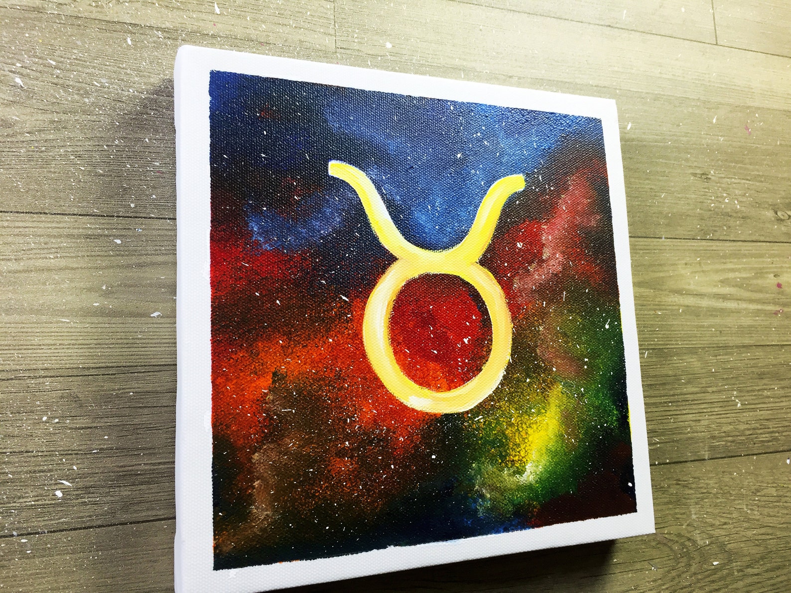 Handpainting Art Print/ Taurus/ Zodiac Acrylic Painting / Sponge With ...