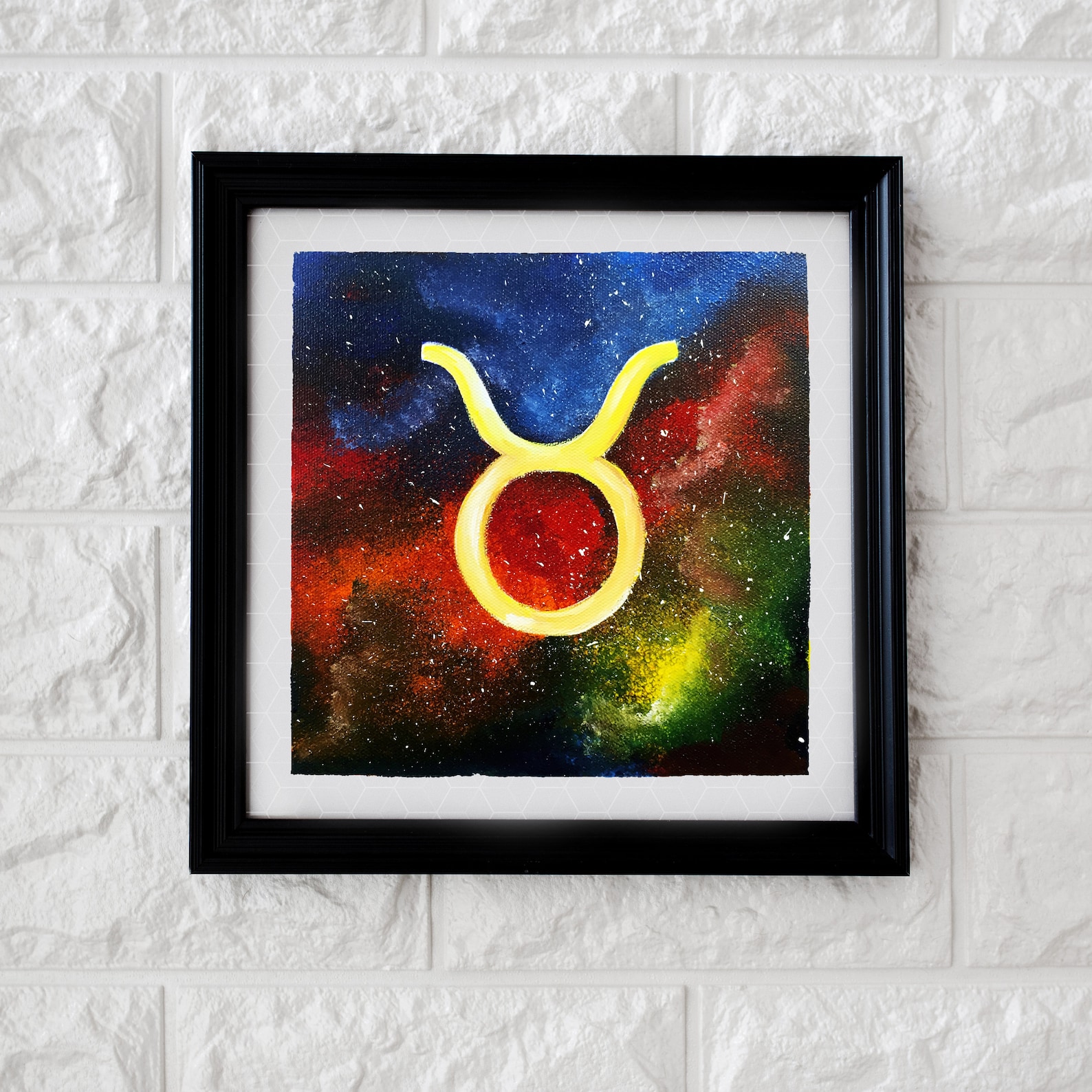 Handpainting Art Print/ Taurus/ Zodiac Acrylic Painting / Sponge With ...