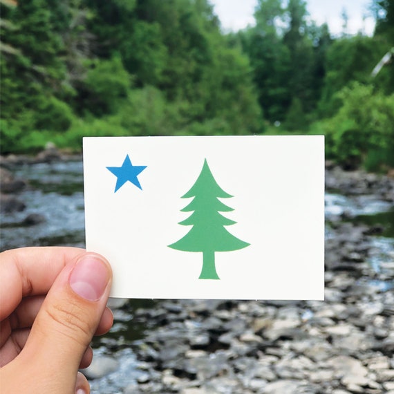 Maine flag vinyl decal Maine flag sticker forest sticker car decal Star ...