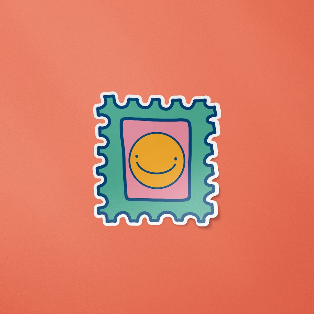 Smiley Stamp Sticker - Etsy