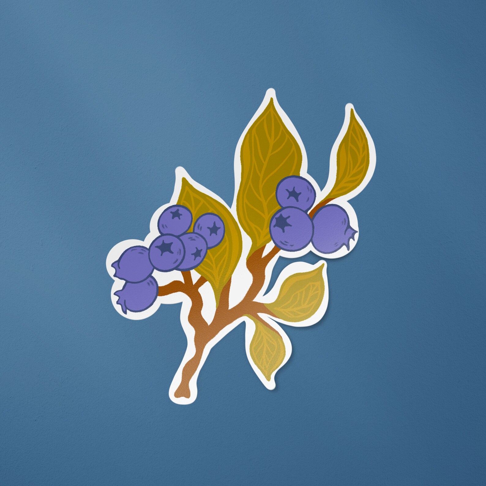 Blueberry Branch Sticker - Etsy