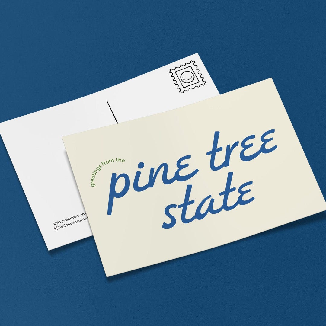 Greetings From the Pine Tree State Postcard - Etsy