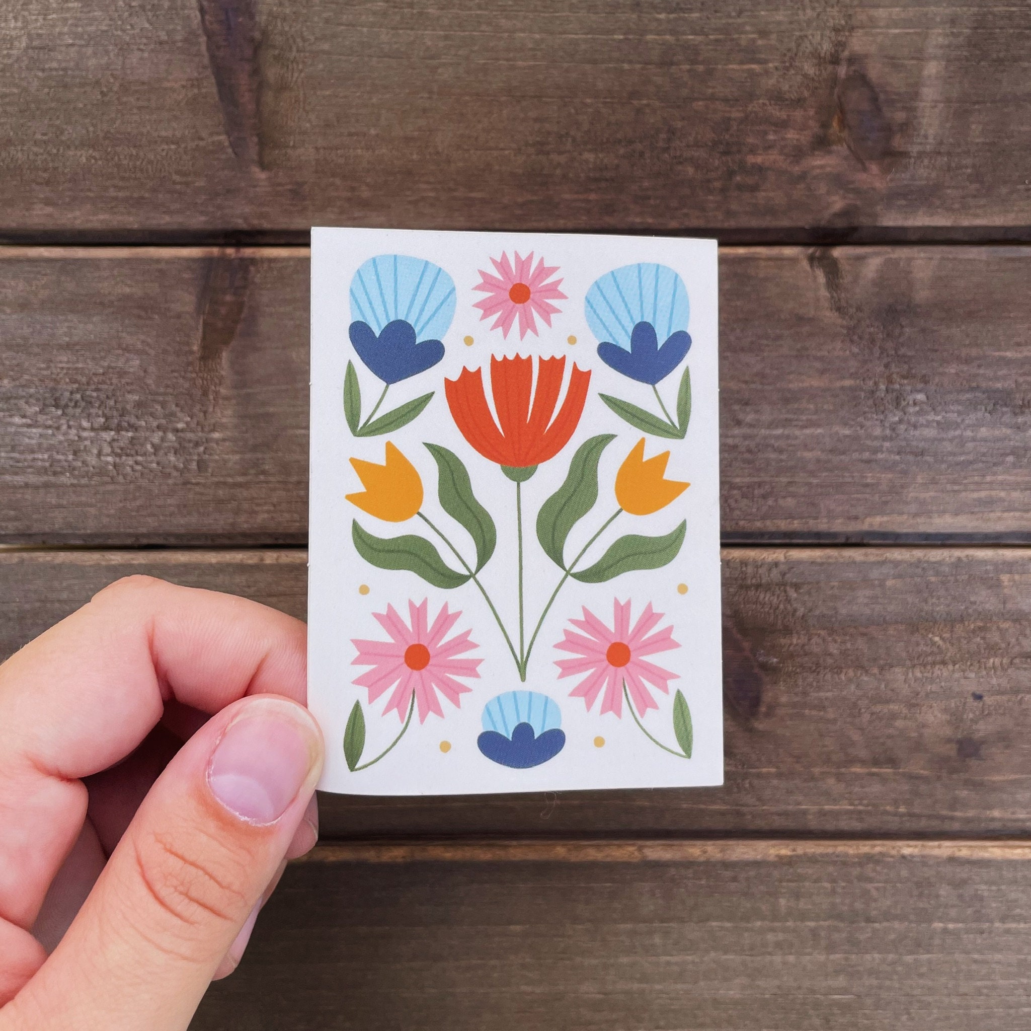 Folk Floral Sticker - Etsy