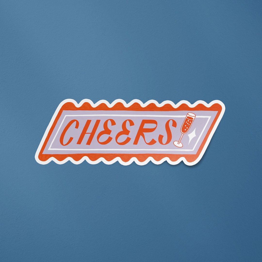 Cheers Champagne Glass Sticker - Waterproof Vinyl Decal - Etsy
