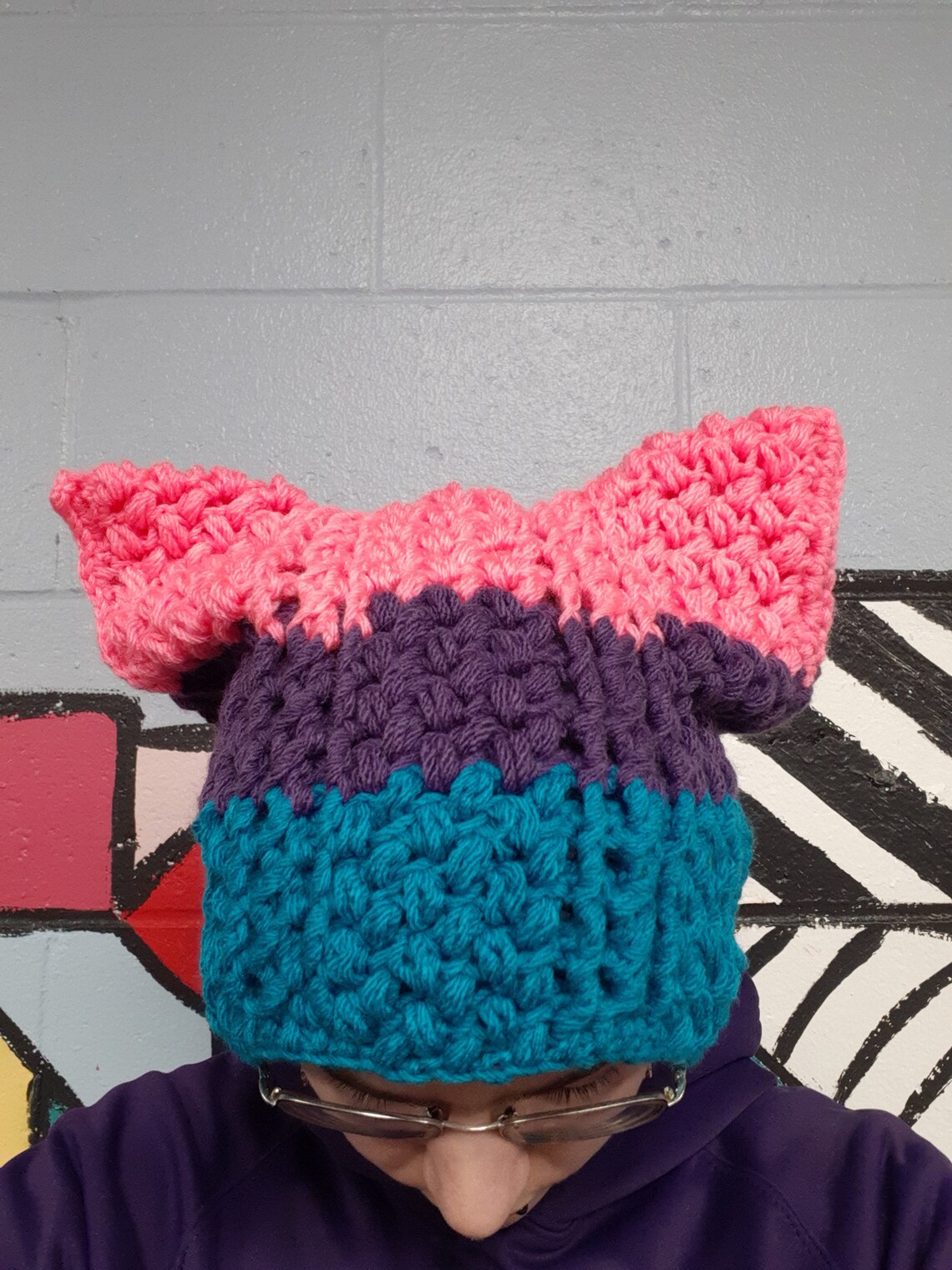 Pride Flag Hat, Cat Ear Beanie, Rainbow Stripe Hat, LGBTQIA Pride Hat, Cat Ear Hat, Queer Pride ...
